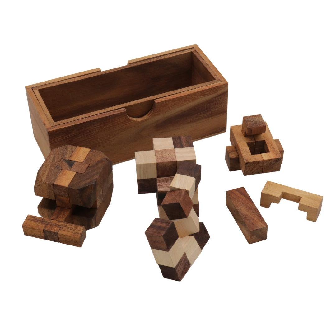 PUZZLE SET of 3 | Diamond Puzzle, Notched Stick, Snake Cube – House of ...