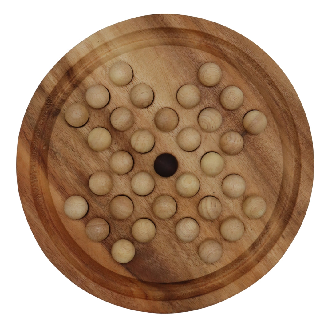 SOLITAIRE with Wooden Balls | 26 cm Board | Solid Wood – House of Chess