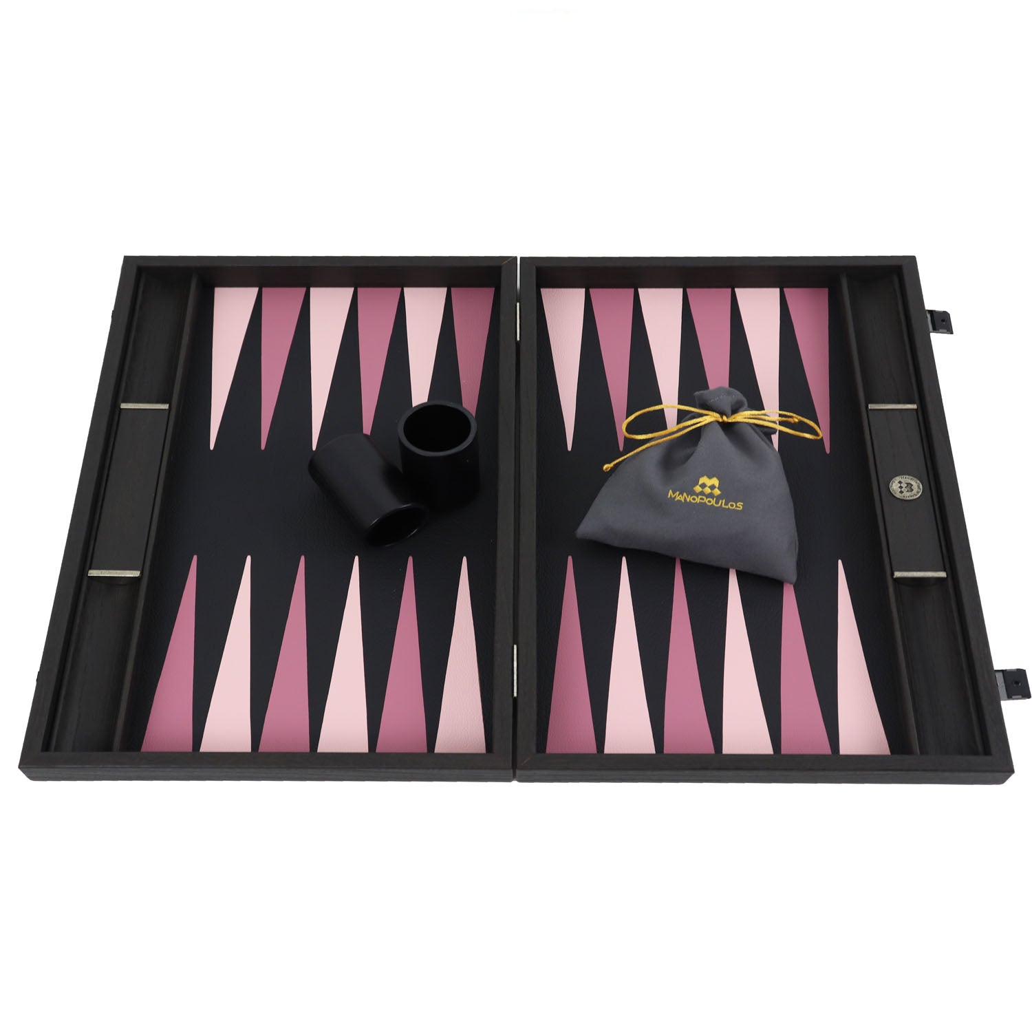 Backgammon | Dusty Pink & Black Leatherette Inlay | Side Racks | 48 x ...